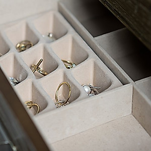 Hives and Honey Landry Jewelry Armoire, 18W x 12.5D x 40H, Walnut & Earring Tray Inserts (4 Pack) Jewelry Storage, Sand (9006-905)