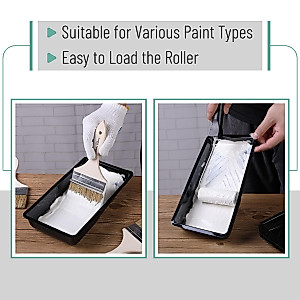 Bates- Paint Tray Liner, 4 Inch, 12 Pack, Black Paint Pans Trays, Plastic Paint Tray, Disposable Paint Tray, Paint Roller Tray, Paint Trays for Painting Walls, Roller Tray Liners, Paint Pan Liners