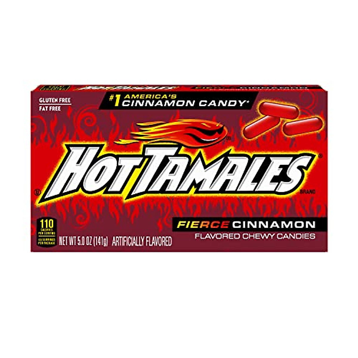Hot Tamales Fierce Cinnamon Candy, 5oz Theater Box, Pack of 12