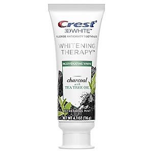 Crest Charcoal 3D White Toothpaste, Whitening Therapy, with Tea Tree Oil, Refreshing Mint Flavor, 4.1 oz, Pack of 3