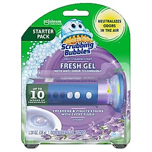 Scrubbing Bubbles Fresh Gel Toilet Bowl Cleaning Stamps, Gel Cleaner, Helps Prevent Limescale and Toilet Rings, Lavender Scent, 6 Stamps, 1.34 Oz