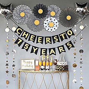 75th Birthday Decorations for Women or Men by Homond, 75th Anniversary Decorations, 75th Bday Decorations, Cheers to 75 Years Banner, 75 Birthday Decor, 75 Years Old Party Favors Supplies