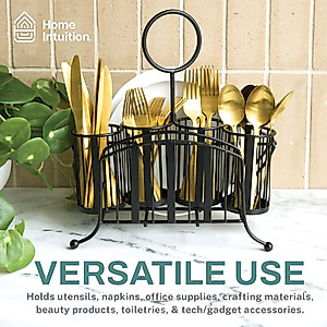 Home Intuition Picnic Caddy - Silverware Caddy Utensil Holder for Party - Plate and Utensil Caddy for Parties - Cutlery and Flatware Holder for Outdoor Table, Camping, BBQ, Countertop