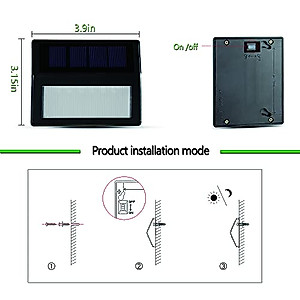 Follateas Solar Lights Outdoor, Waterproof Solar Powered Deck Step Lights for Patio Garden Backyard Garage Driveway Pathway Outside Wall Lighting (Cool White/2 Pack)