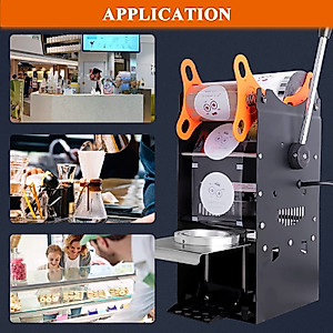 JIAWANSHUN Manual Cup Sealing Machine Electric Cup Sealer for Bubble Boba Milk Tea Cup Sealer for Height 170mm φ90mm/95mm Plastic and Paper Cup (110V)