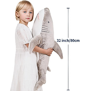 FFxiong 32 Inch Giant Shark Stuffed Animal Pillow, Big Whale Shark Cute Doll Body Soft Plush Stuffed Animals Toys, Gifts for Boys Girls Kids Valentines Christmas Birthday Party