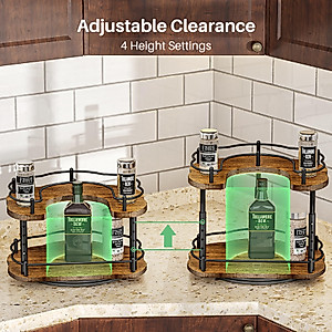 Revolving Spice Rack Organization Lazy Susan Organizer - Height Adjustable Spinning Turntable for Cabinet Pantry Kitchen Seasoning, 12 inches, Solid Wood, Black