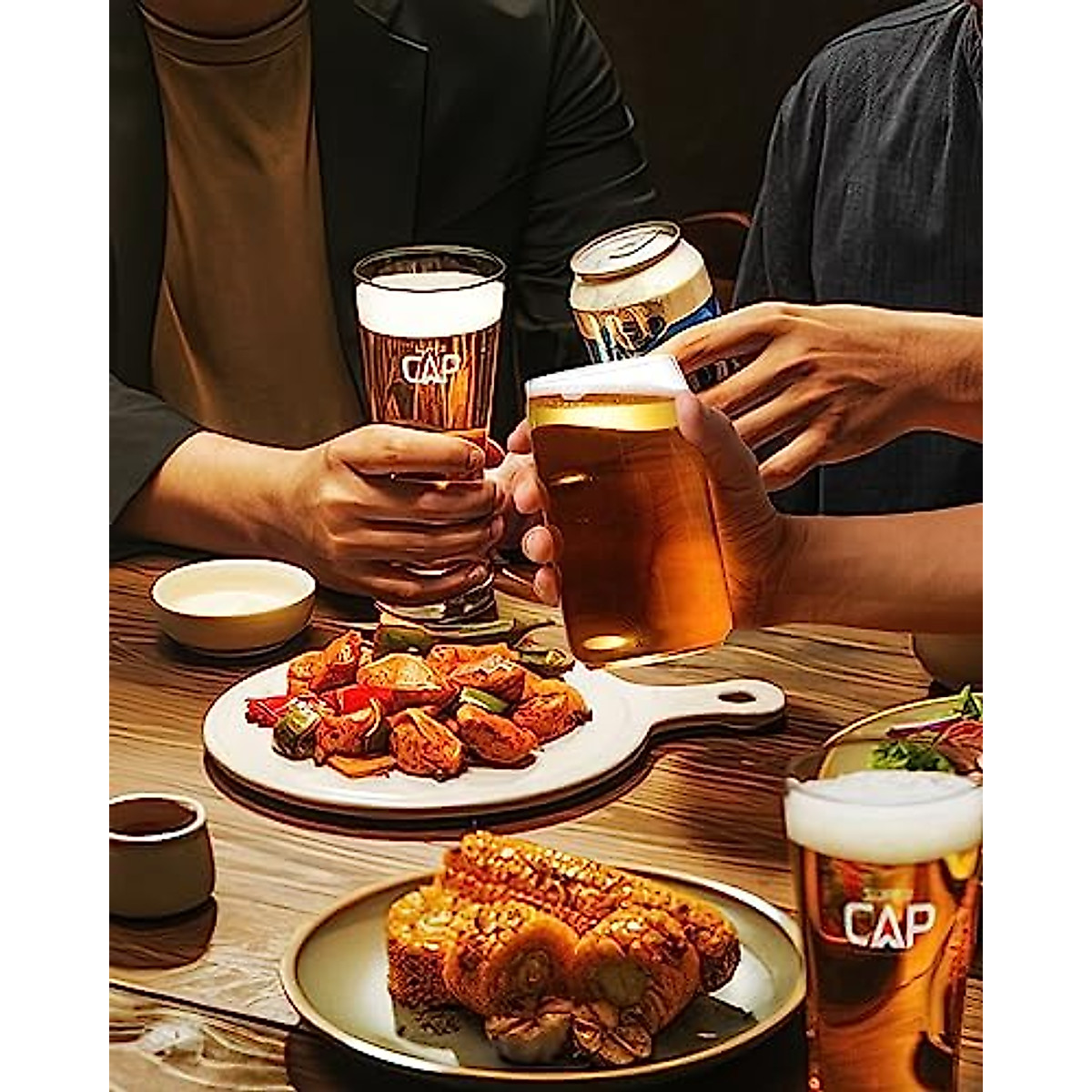 BaveL Large Beer glasses,20 oz Can Shaped Beer Glasses Set of 4,Elegant Shaped Drinking Glasses is Ideal Gift,Tumbler Beer Glasses Great for Any Drink and Any Occasion