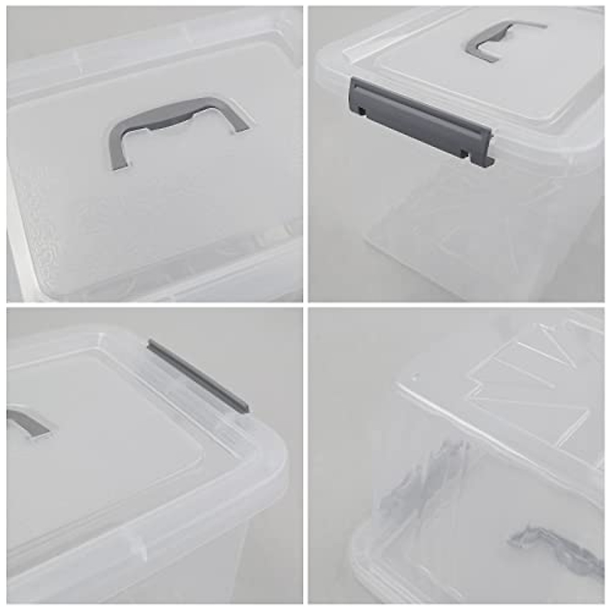 Ggbin 12 Quart & 6 Quart Latch Storage Box Bin with Handle, 2 Packs, Clear