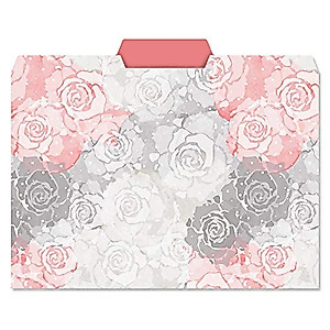 Current Charcoal & Coral File Folders Value Pack - Bulk Set of 24, 6 Pretty Decorative Designs, 1/3 Cut Tabs, Heavy-Duty Paper Stock, Office Supplies for Home & Work, 9-½” x 11-¾” Letter Size
