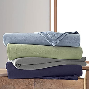 Martex Fleece Blanket Twin Size - Fleece Bed Blanket - All Season Warm Lightweight Super Soft Anti Static Throw Blanket - Navy Blanket - Hotel Quality- Blanket For Couch (66x90 Inches, Navy)