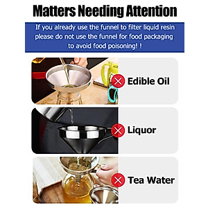 Resin Funnel, Resin Filter Funnel with Strainer 3D Printer Stainless Steel Resin Funnel for Filtering and Recycling UV SLA/DLP/LCD Photosensitive Resin, with Cleaning Brush