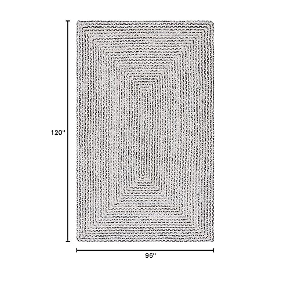 SAFAVIEH Braided Collection Area Rug - 8' x 10', Black & Navy, Handmade Farmhouse Cotton, Ideal for High Traffic Areas in Living Room, Bedroom (BRD260N)