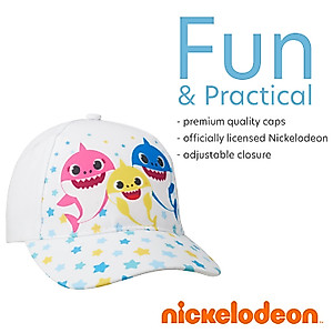 Nickelodeon Toddler Boys’ Baby Shark Hat – Adjustable Baseball Cap (2T-4T), Size 2-4T, Baby Shark White/Blue