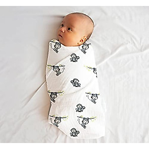 100% Muslin Swaddle Blankets,Baby Swaddling Blankets for New Born, Baby Receiving Blankets Unisex, Soft, Warm and Cosy Baby Blankets Pack of 4, Size 47 x 47 inches,Gift for New Mom Animal Cloud