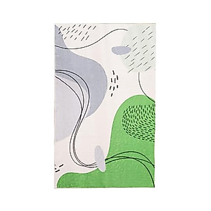 NEATIIP Abstract Botanical Print Rug for Living Room - Machine Washable 8x10 Area Rug Non-Slip Boho Rugs for Bedroom, Mid Century Modern Aesthetic Carpet for Dining Room Light Grey/Green