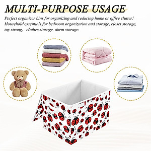 Krafig Animal Cute Ladybug Decorative Storage Box with Lid Large Bins Baskets Foldable Cube Organizer Collapsible Containers for Organizing, Toy, Home, Shelf, Closet