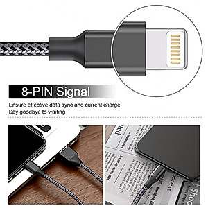 3 Pack 6 FT iPhone Charger Cable [Apple Mfi-Certified] Lightning Cable Nylon Braided High Speed USB Fast Charging Cord Compatible with iPhone 14/13 Pro Max/12/11/XS/XR/X/8 plus/7/6/5/iPad（Gray Black）