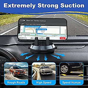 MEIDI [Double Suction] Dashboard Phone Holder, Car Phone Holder Mount, Removable Car Cell Phone Cradle, Rotatable Desk Phone Holder for Car, Compatible with All Smart Phones (Black)