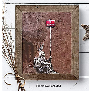 No Trespassing Sign - Banksy Wall Art Poster - 8x10 Urban Street Art Mural Print - Room Decor for Home, Apartment, Dorm, Bedroom, Living Room - Gift for Native American Indian Teens, Graffiti Fan
