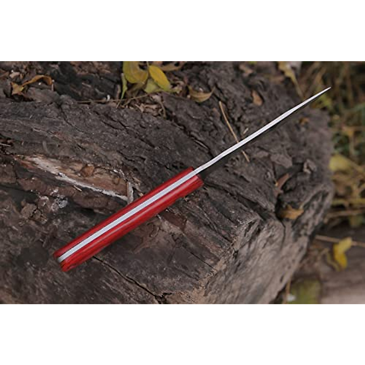 Exemplary Knives 9'' Handmade Fixed Blade knife with Cowhide Leather Sheath with integrated belt loop Stainless Steel Blade and Highly Polishing Red Pakkawood handle with Comfortable Grip for Outdoor Hunting, Hiking, Skinning, Camping and Bushcrafting.