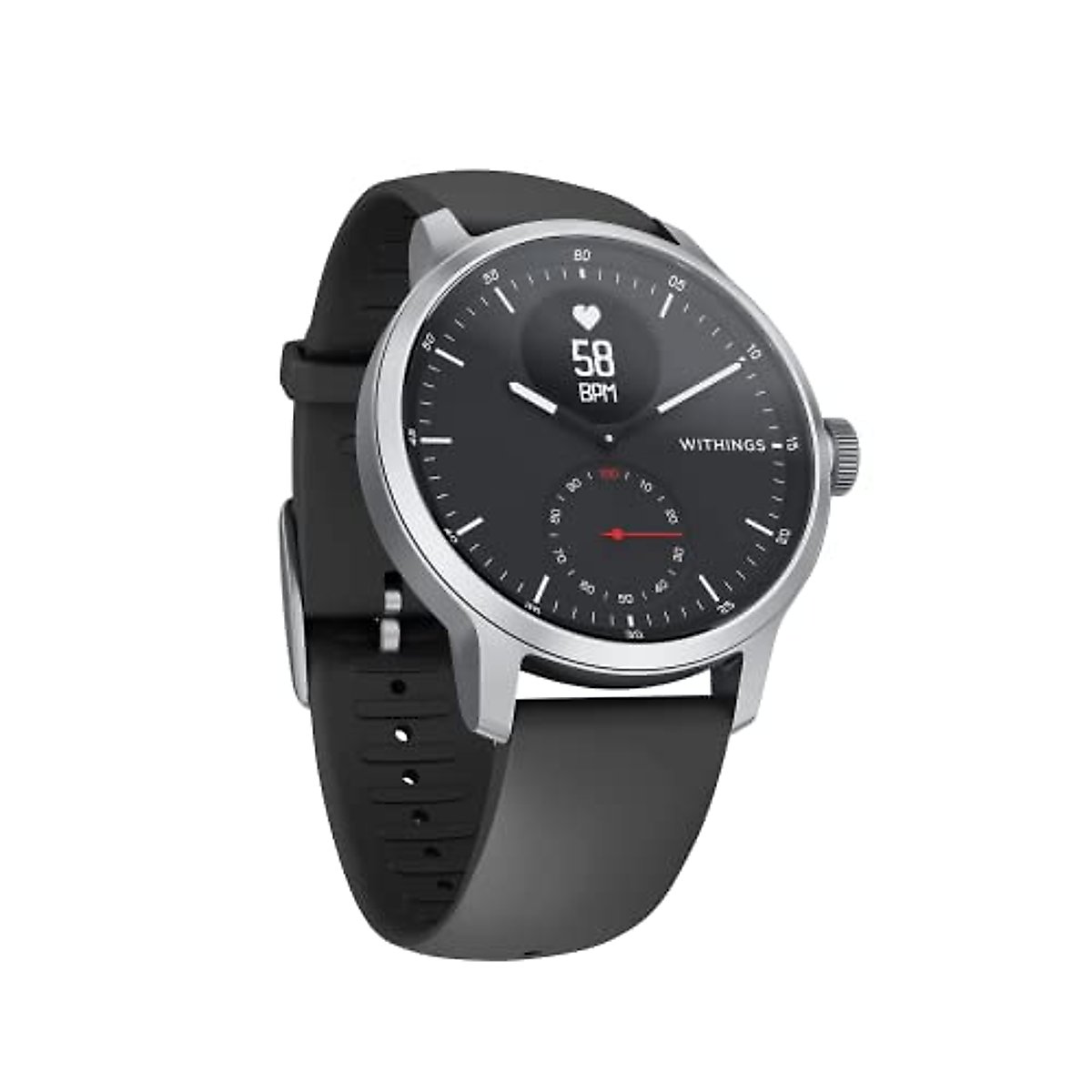 Withings Scanwatch - Smart watch & Activity Tracker: Heart Monitor, Sleep Tracker, Smart Notifications, Step Counter, Waterproof with 30-Day Battery Life, Android & apple smart phone compatible, GPS