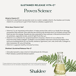 Shaklee - Sustained Release Vita-C® 500mg - High-Potency Cellular and Immune Support Formula with Proprietary Sustained-Release System - includes Rose Hips and Bioflavonoid Blend - 180 Tablets