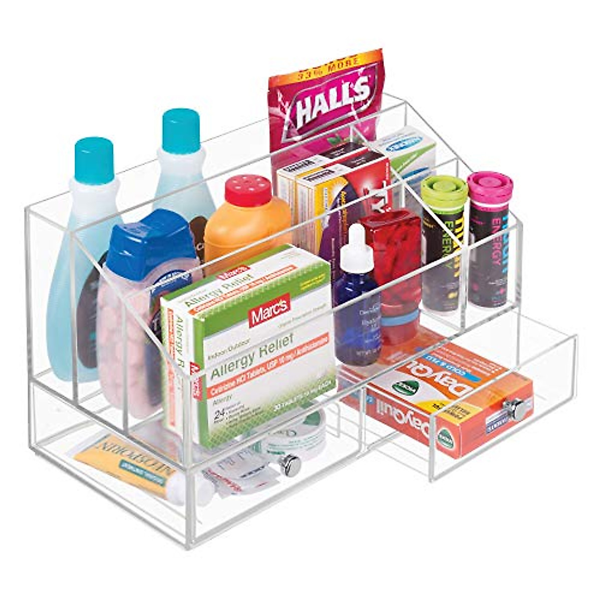 iDesign Plastic Tiered Divided Cosmetic Organizer with Drawers for Storage of Makeup, and Accessories on Vanity, Countertop, or Cabinet, 12.97" x 6.96" x 8.25" - Clear