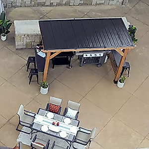 Backyard Discovery Saxony XL Grill Gazebo, 2 full Size Grills, Griddles or Smokers Steel Metal Roof, Wind Resistant - 100 mph, Supports 30 In of Snow, Electrical Outlet, USB, Grilling Hooks