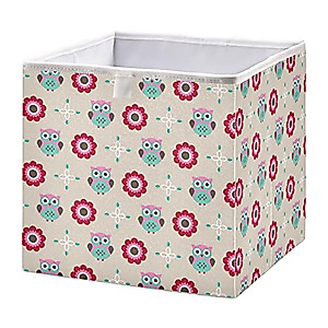 Emelivor Owl CartoonCube Storage Bin Collapsible Storage Bins Waterproof Toy Basket for Cube Organizer Bins for Toys Closet Kids Nursery Boys Girls Clothes Book - 11.02x11.02x11.02 IN