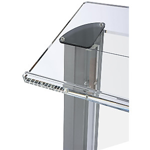 Displays2go Acrylic Podium with Frosted Panel, Modern Church Lectern, Rubber Feet - Clear with Silver (LECTALACF)