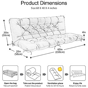 Swing Replacement Cushions Outdoor Porch Swing Cushions with Backrest Waterproof Bench Cushion 3 Seater Swing Cushions for Outdoor Furniture Patio Backyard and Garden (Blackish green-60x40in)