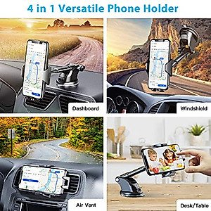 DesertWest [Original Mechanical Arm] Phone Mount for Car Dashboard & Windshield Universal Car Phone Holder with Strong Suction Cup Base Fit for iPhone 14 Pro Max 13 12X XS, Galaxy S23 S22 All Phones
