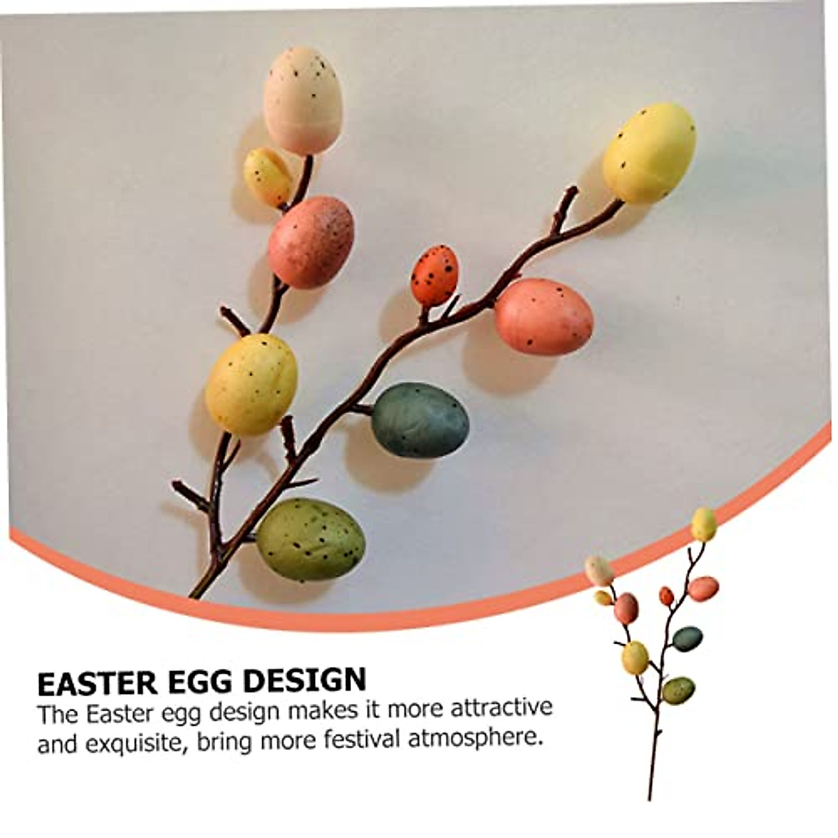 Artibetter 3pcs 5 Egg Decoration Easter Egg Vine Easter Eggs Decor Easter Party Favors Easter Vase Filler Spring Egg Stems Easter Picks with Pastel Easter Eggs Flower Shape Plant Basket Foam