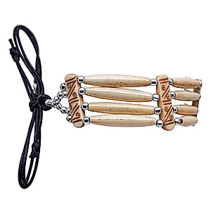outROAR Gear American Indian Style Bone Choker Necklace, 4 Row Off-White Traditional Hairpipe Beads, Unisex Adjustable