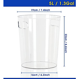 SAROSORA Trash Can 1.3 Gallon / 5 Liter 2-Pack Portable Small Wastebasket Mini Garbage Can Ice Bucket for Kitchen Bathroom Office Bedroom Living Room (Transparent, 2)