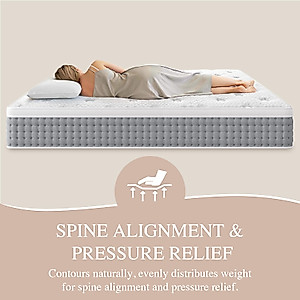 Sleepmax King Mattress 12 Inch - Hotel-Collection Plush Hybrid Mattress Pain Relief - Deep Sleep Mattress Extra Lumbar & Hip Support - Fiberglass-Free Bed in a Box, CertiPUR-US Certified, 365-Trial