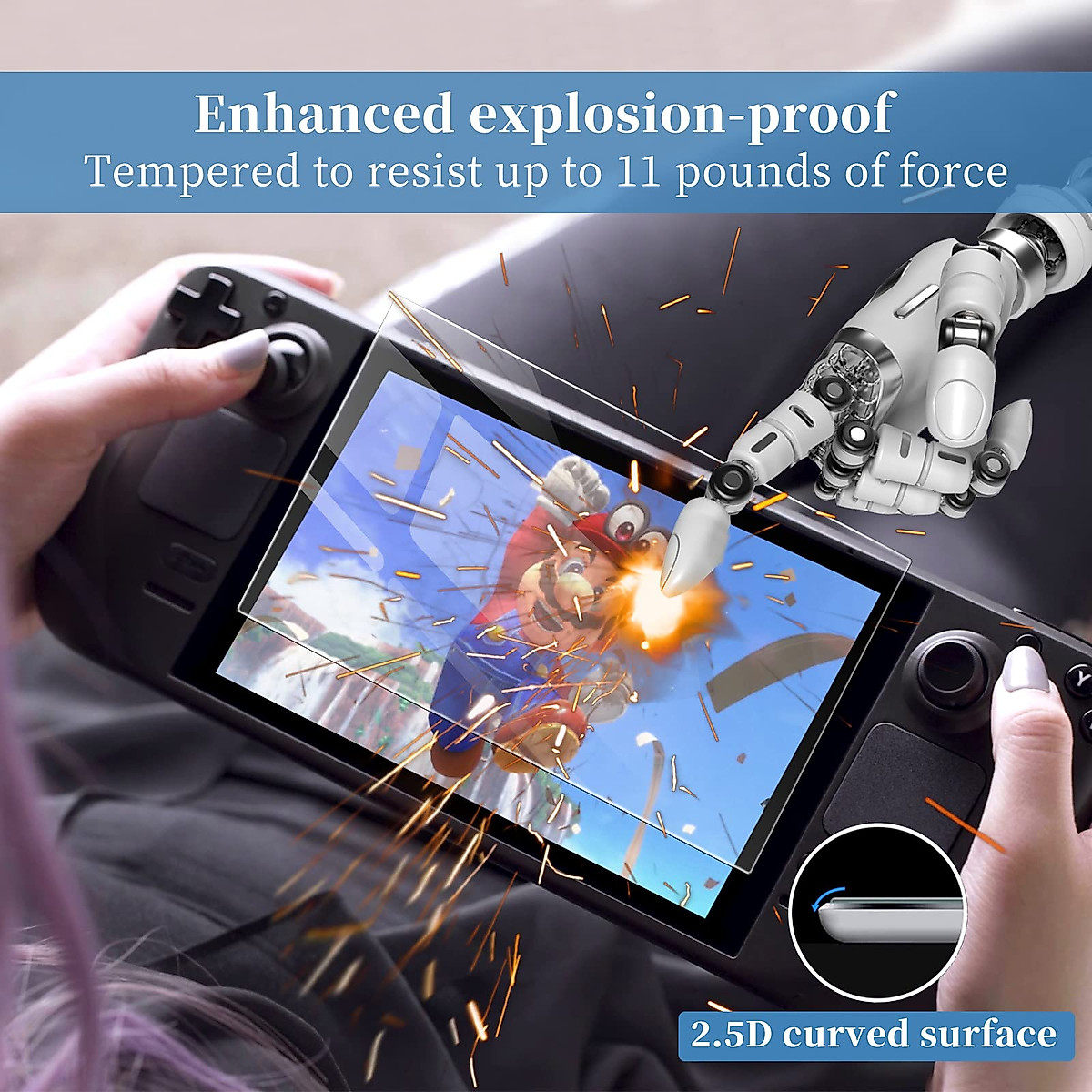 MAEXUS Steam Deck Screen Protector, Tempered Glass Screen Protector Compatible with Steam Deck, Screen Protector Designed for Steam Deck Anti-Fingerprint Bubble-Free (3 Pack)