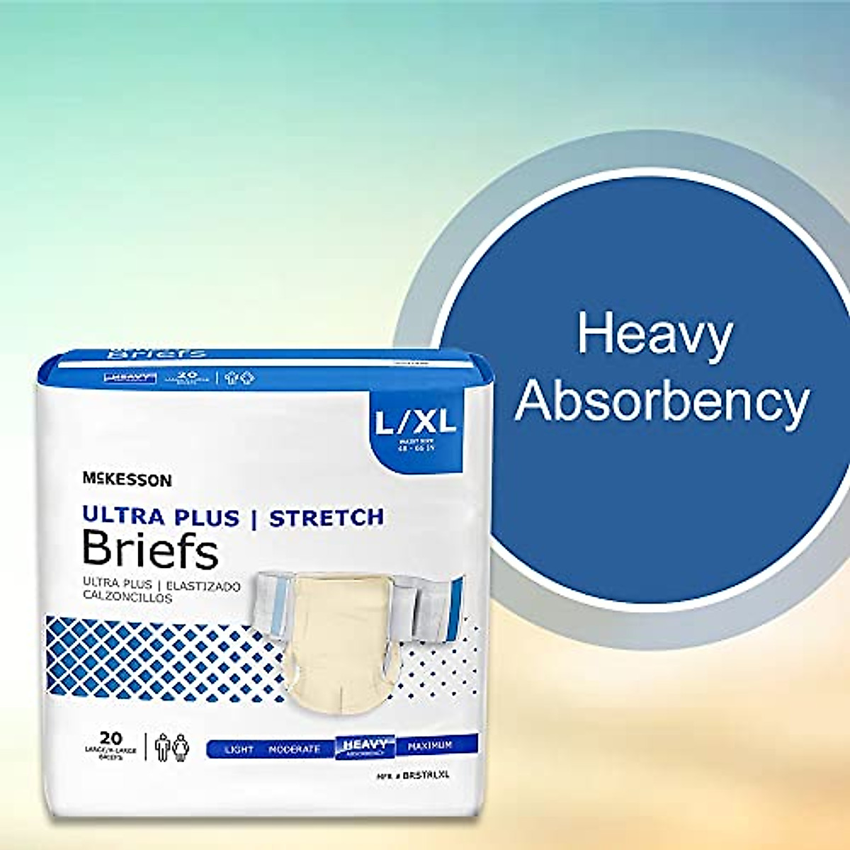 McKesson Ultra Plus Stretch Briefs, Incontinence, Heavy Absorbency, XL, 20 Count, 4 Packs, 80 Total