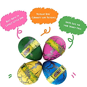 Kictero 12 Pcs Dinosaur Eggs with Bonus10 Pcs Dinosaur Stamps, Crack Easter Dinosaur Eggs That Hatch in Water, Grow Eggs with Dinosaur Figures Inside Toy for Boys/Girls, Birthday Party Favors