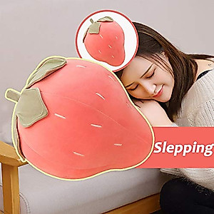 Cute Fruit Stuffed Strawberry Super Soft Girls Pillows，Soft Kawaii Strawberry Shaped Toy-Home Car Decoration Throw Pillow Birthday for Girls, Boys, Friends (9.84 in) (Green)