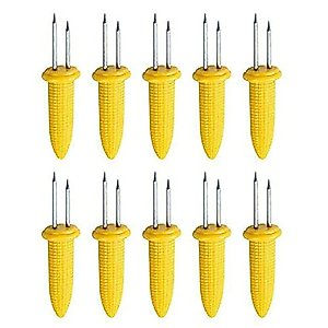 10 Pack Corn On The Cob Holders Stainless Steel Corn Holders Corn on The Cob Skewers for BBQ Twin Prong Sweetcorn Holders Home Cooking Fork Prong