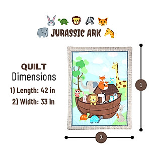 Baby Bees 4 Pieces Jurassic Ark Crib Bedding Sets for Boys and Girls | Baby Bedding Set of Crib Sheet, Quilt, Dust Ruffle for Standard Size Crib