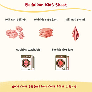 Bedmoon Boys Twin Sheets, Kids Train Bed Sheet Set with Non-Slip Fitted Sheet, Boys Soft Microfiber Twin Sheets & Pillowcases, Red Blue
