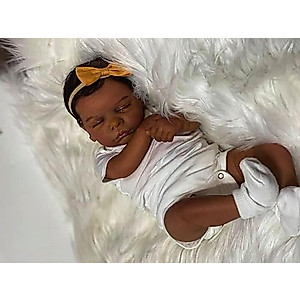RXDOLL African American Reborn Baby Dolls Black Girl 19 inch Realistic Newborn Baby Dolls That Look Real Life Biracial Baby Dolls Lifelike Reborn Bebe Doll for Kids 3+