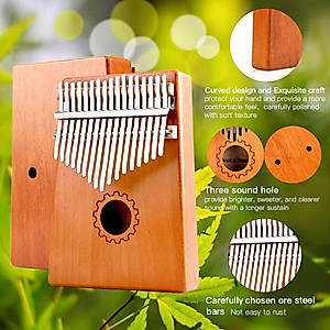 Handmade Gift, Kalimba Thumb Piano, Portable Finger Piano, Mini Musical Instrument with Bag including Study Instruction and Tune Hammer