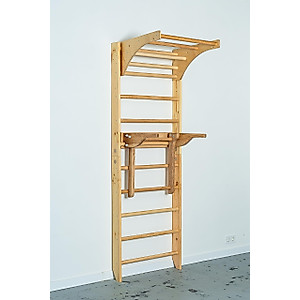 Dani Active Wall Bars with Dip Bars CM-01-220, 87 in Wooden Swedish Ladder Set: Adjustable Pull Up and Dip Bars for Training and Physical Therapy - Used in Homes, Gyms, Clinic, and Schools