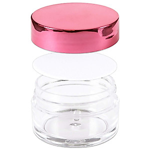 Beauticom 20g/20ml USA Acrylic Round Clear Jars with Lids for Lip Balms, Creams, Make Up, Cosmetics, Samples, Ointments and other Beauty Products (12 Pieces, Rose Gold Lid (Flat Top))