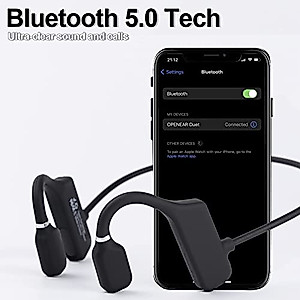 Bone Conduction Headphones, IP65 Sweatproof Open Ear Sport Headphones with Built-in Mic, Wireless Earphones up to 5 Hours Playtime for Running Cycling and Workouts (Black)