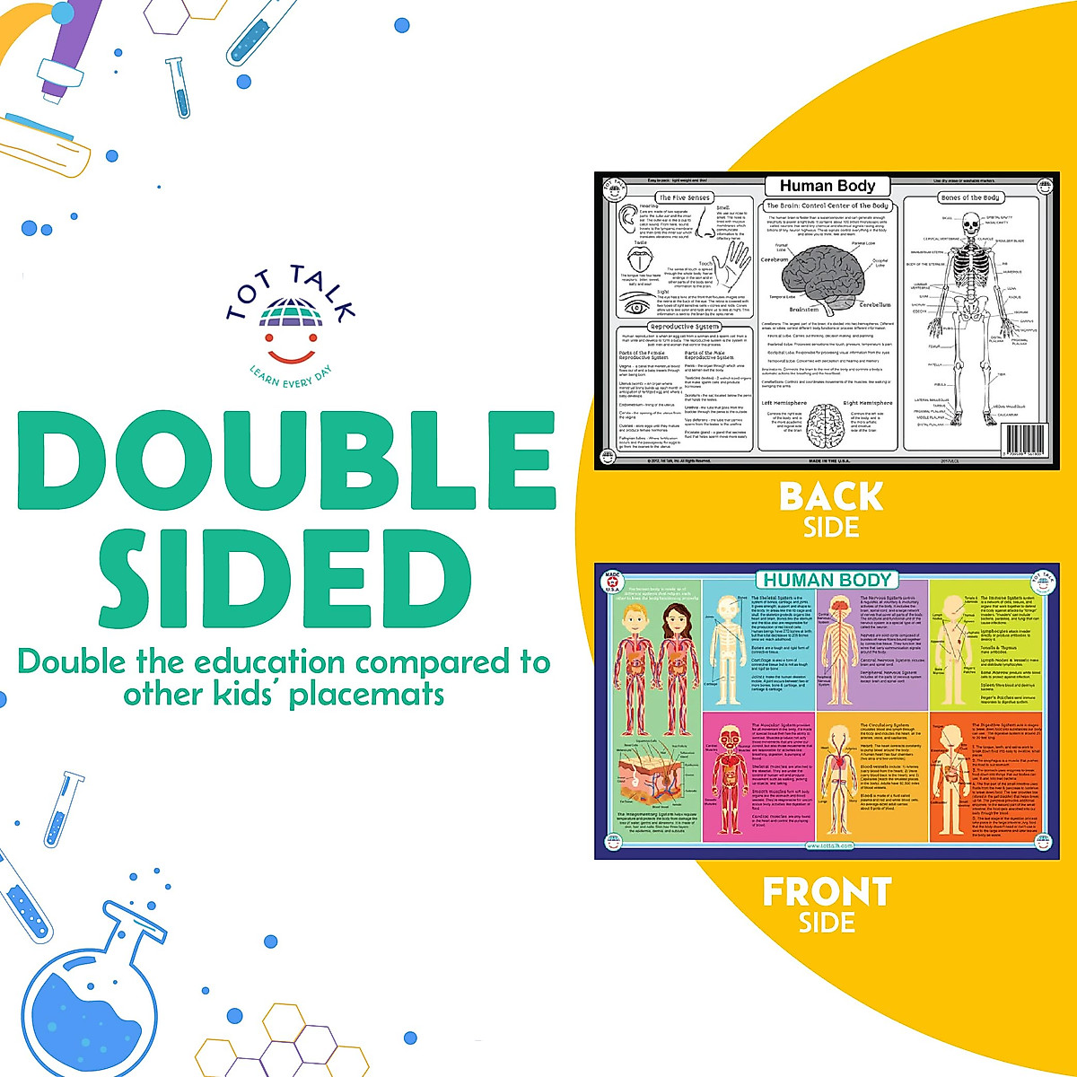 Tot Talk Periodic Table of The Elements Educational Placemat for Kids, Washable, Made in The USA